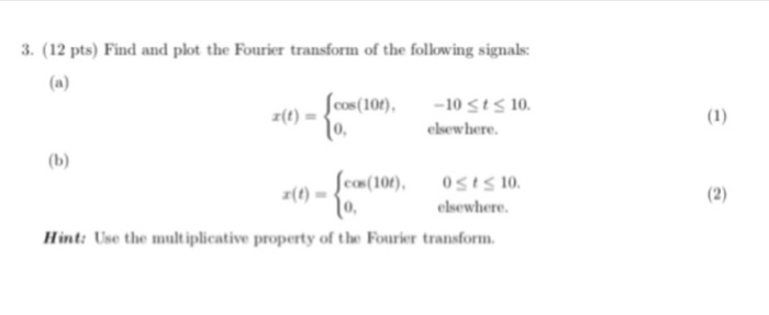 Solved Find and plot the Fourier transform of the following | Chegg.com