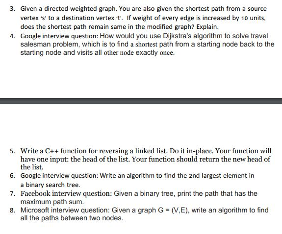 Solved 3. Given a directed weighted graph. You are also | Chegg.com
