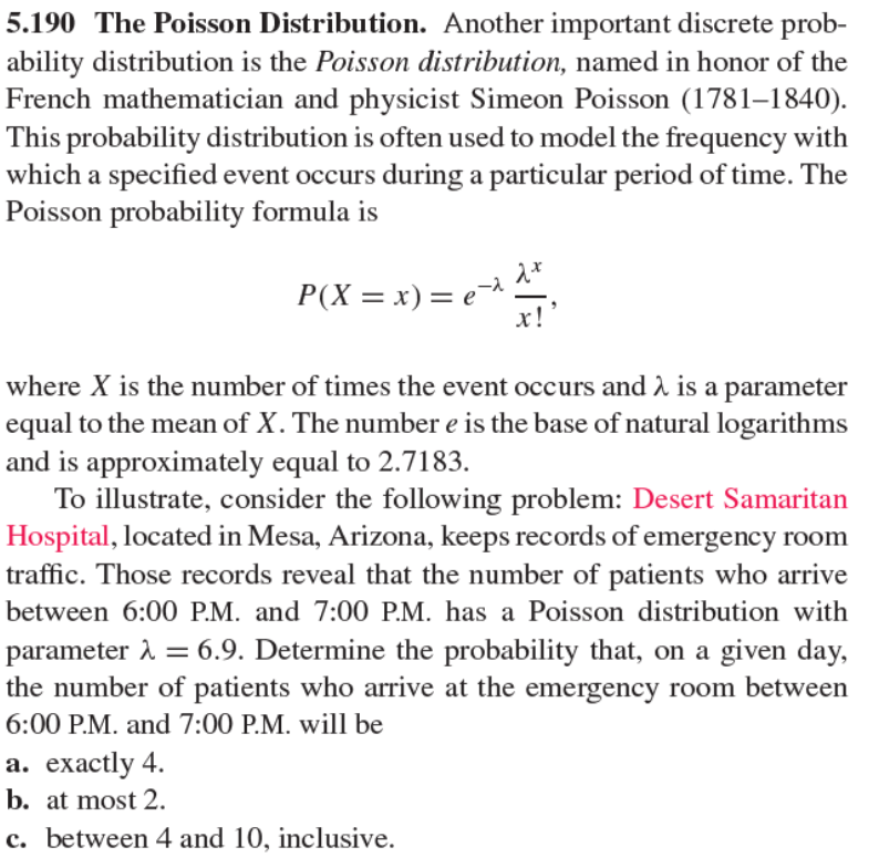 Solved 5.190 The Poisson Distribution. Another important | Chegg.com