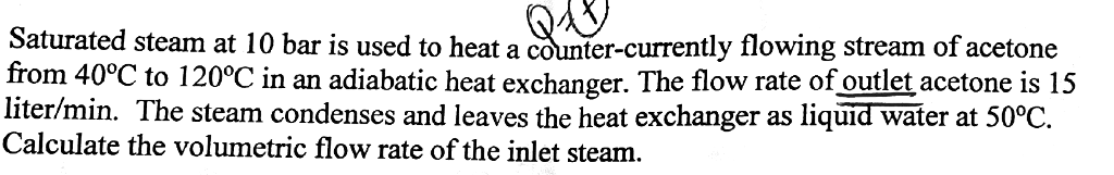 Solved Saturated steam at 10 bar is used to heat a | Chegg.com