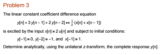 Solved The linear constant coefficient difference equation | Chegg.com