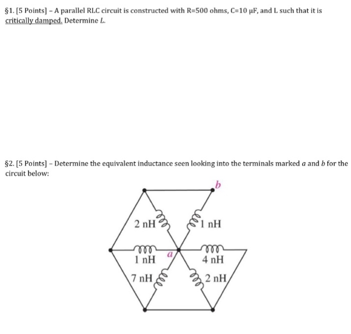 Solved A parallel RLC circuit is constructed with R=500 | Chegg.com