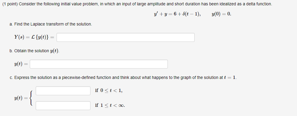 Solved (1 point) Consider the following initial value | Chegg.com