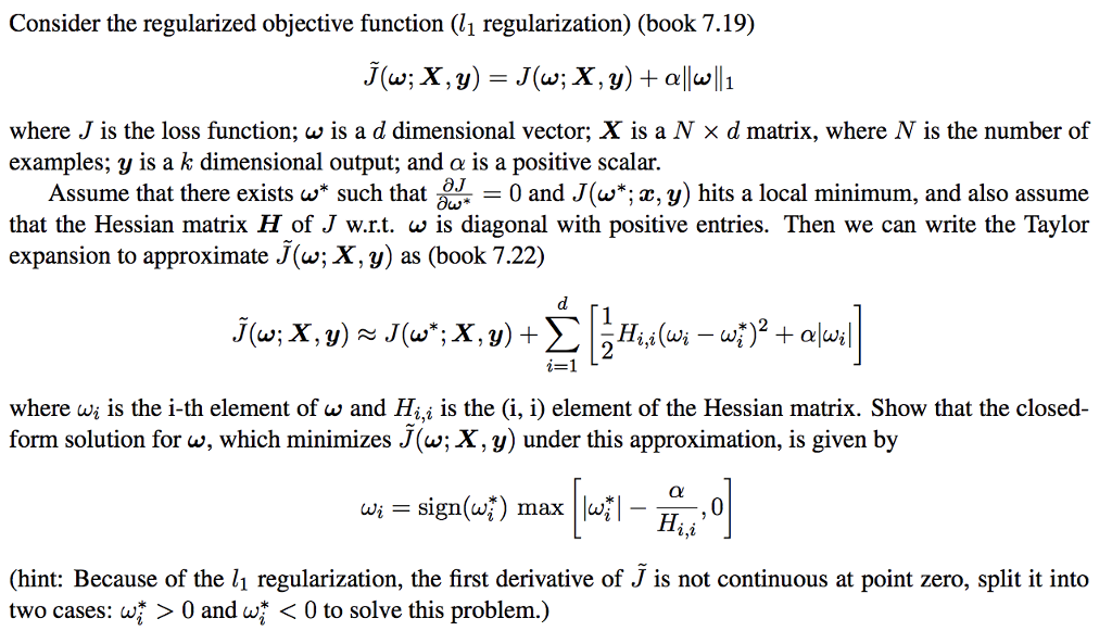 Consider the regularized objective function (l1 | Chegg.com