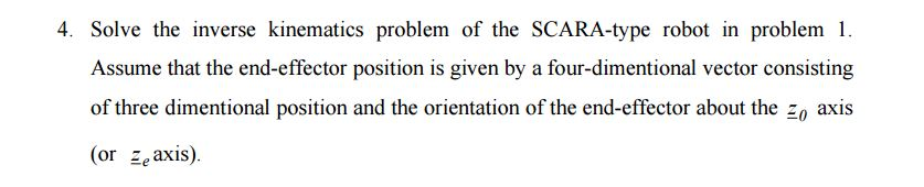4. Solve the inverse kinematics problem of the | Chegg.com
