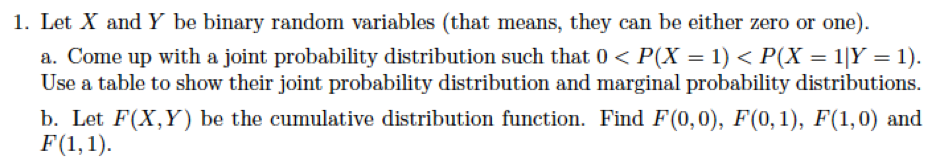 Solved 1. Let X and Y be binary random variables (that | Chegg.com