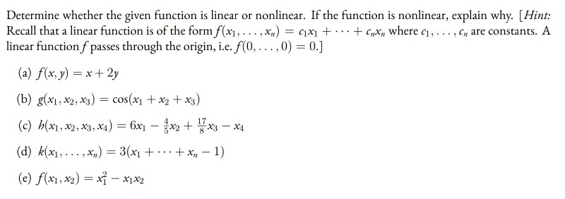 Solved Determine Whether The Given Function Is Linear Or 