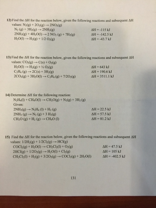 Solved 12) Find the delta H for the reaction below, given | Chegg.com