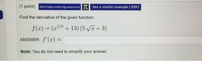 Solved Find the derivative of the given function. f(x) = | Chegg.com