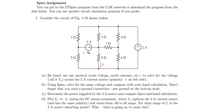 Solved Spice Assignment You can get to the LTSpice program | Chegg.com