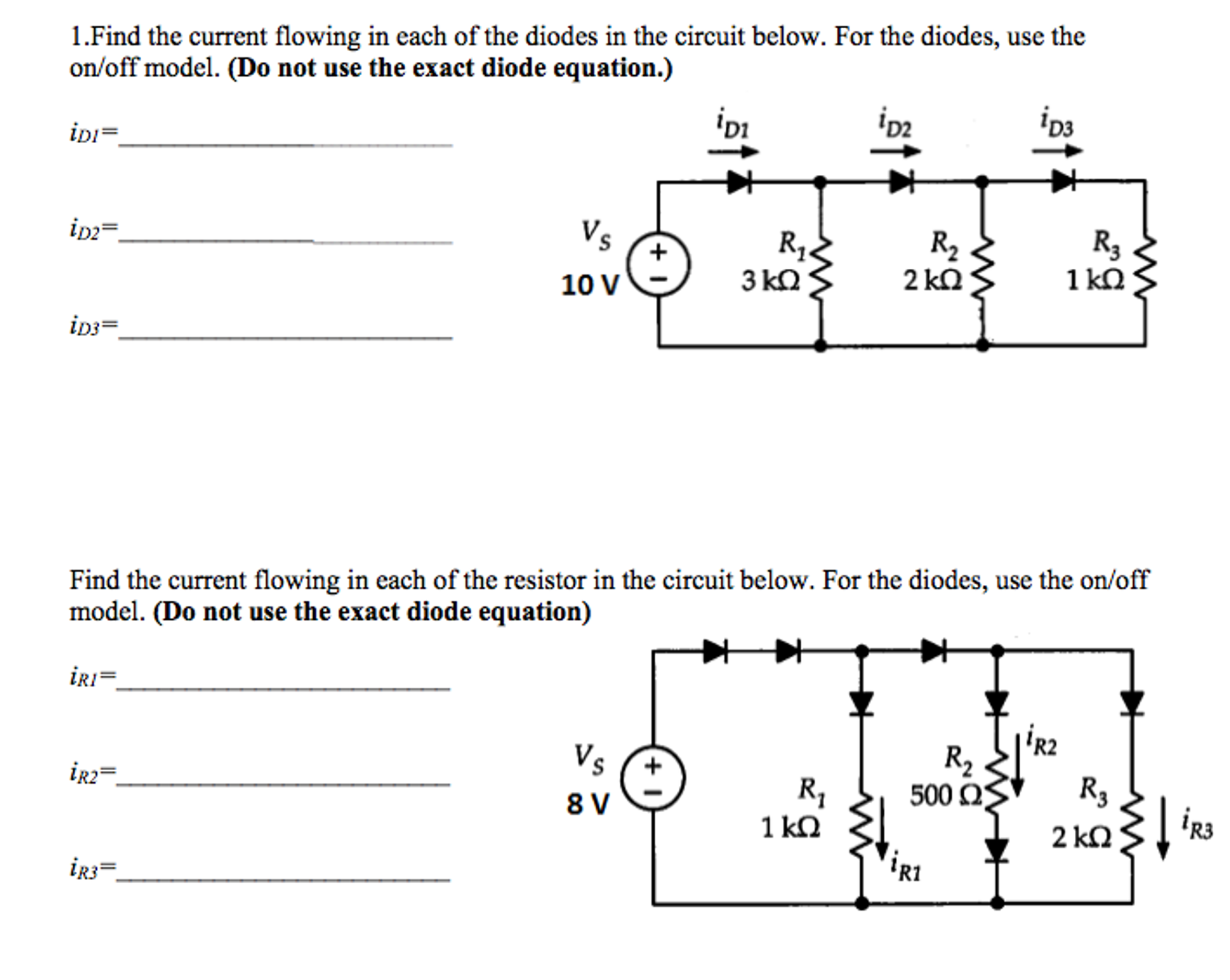 Solved Find the current flowing in each of the diodes in the | Chegg.com