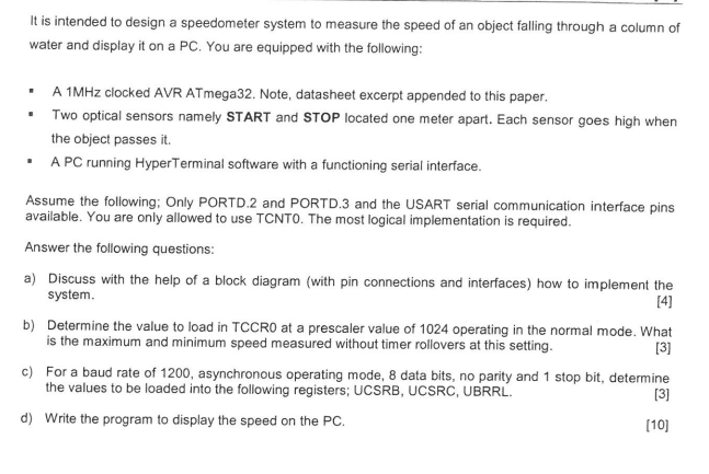 It is intended to design a speedometer system to | Chegg.com