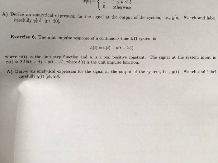 Solved Derive an analytical expression for the signal at the | Chegg.com