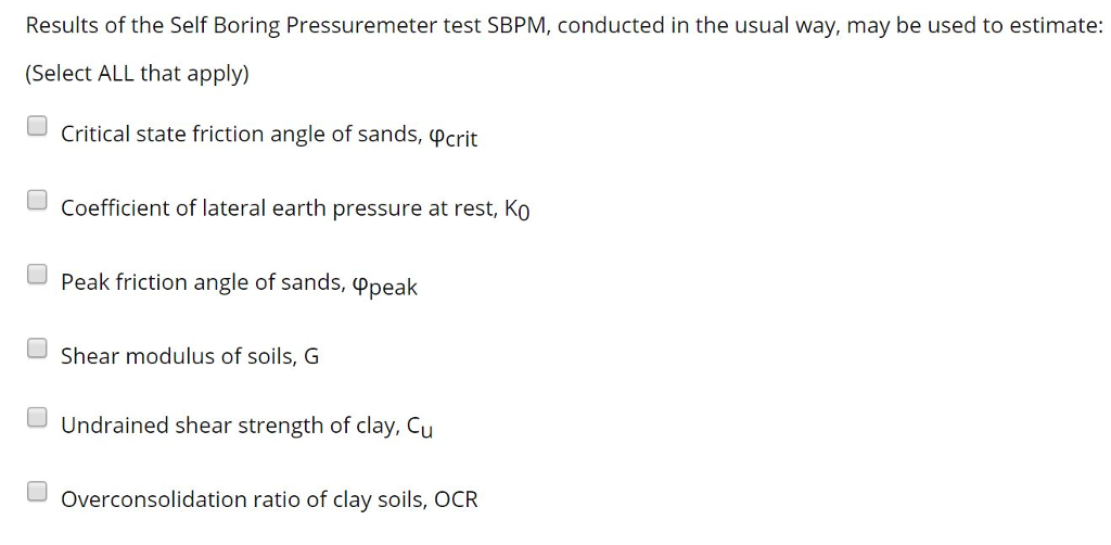 Solved Results of the Self Boring Pressuremeter test SBPM, | Chegg.com
