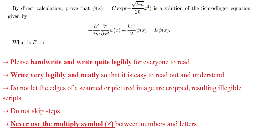 Solved By direct calculation, prove that phi(x) = C exp(- | Chegg.com
