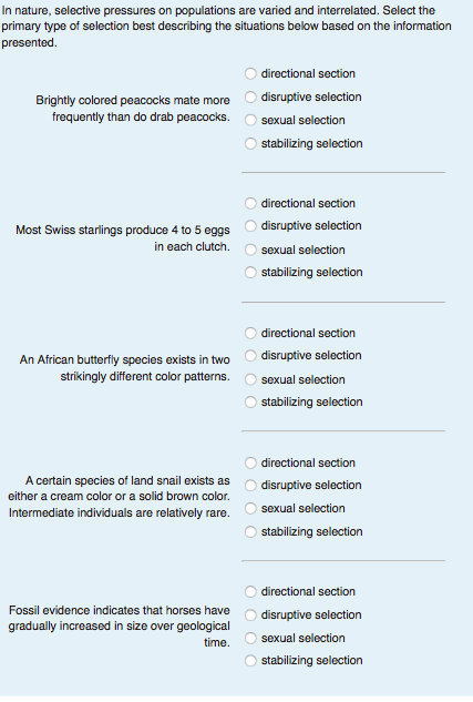 Solved In nature, selective pressures on populations are | Chegg.com