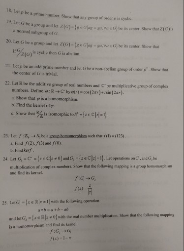 Solved 18, Let p a prime number. Show that group of p is | Chegg.com