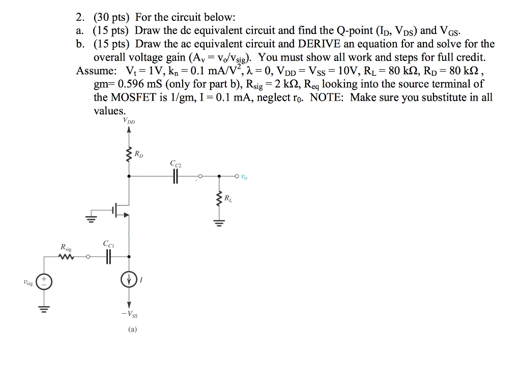 Solved For the circuit below: Draw the dc equivalent | Chegg.com