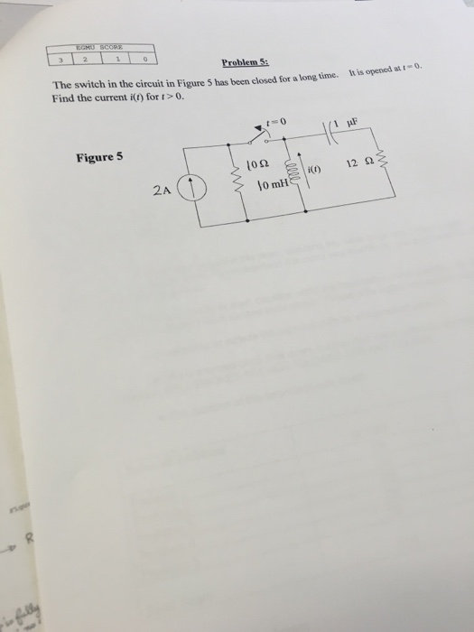 Solved The Switch In The Circuit In Figure 5 Has Been Closed 9500