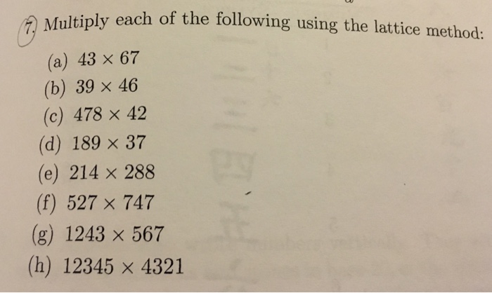 Solved Multiply each of the following using the lattice | Chegg.com