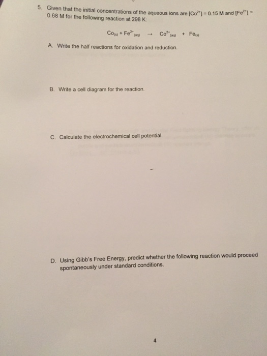 Solved Given that the initial concentrations of the aqueous | Chegg.com