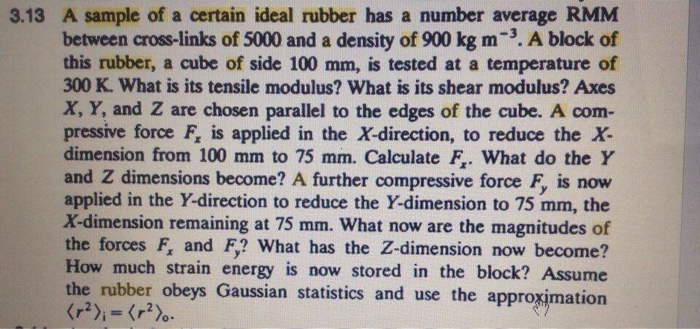 Solved A sample of a certain ideal rubber has a number | Chegg.com