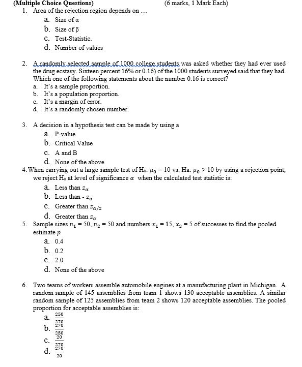 Solved Multiple Choice Questions 6 Marks 1 Mark Each 1