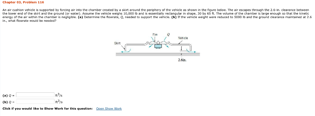 Solved Chapter 03, Problem 116 An air cushion vehicle is | Chegg.com