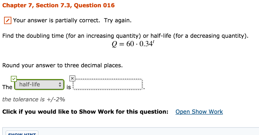 Solved Chapter 7, Section 7.3, Question 016 Your answer is | Chegg.com