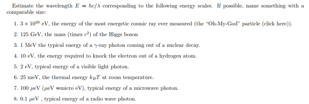 Solved Estimate the wavelength E-hc λ corresponding to the | Chegg.com