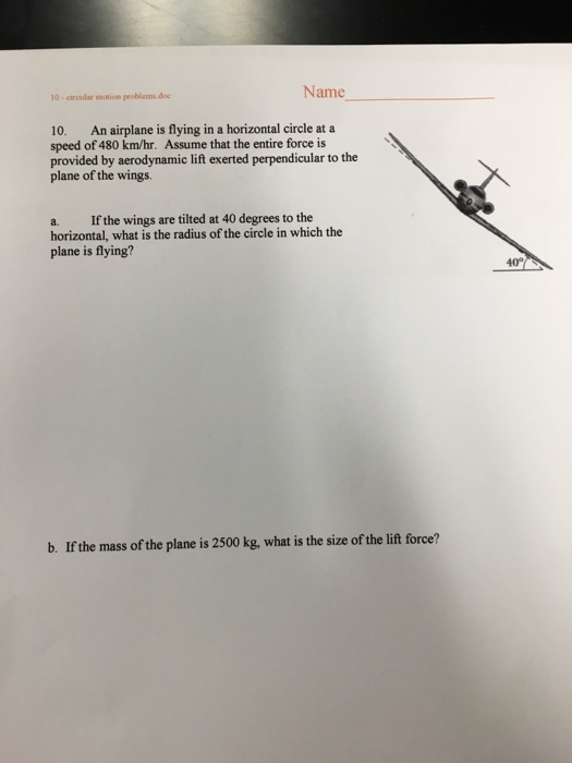 Solved An airplane is flying in a horizontal circle at a | Chegg.com