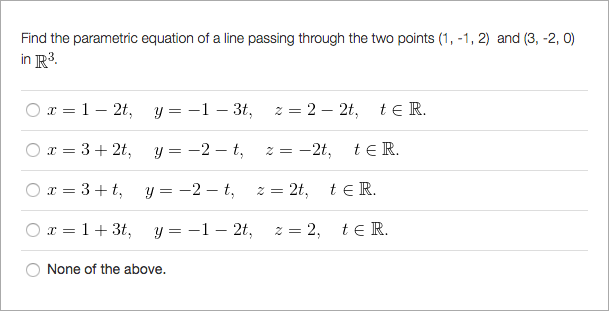 Solved Find the parametric equation of a line passing | Chegg.com