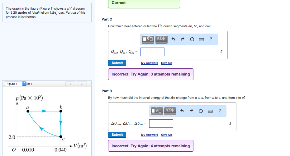 Solved The graph in the figure (Figure 1) shows a pV diagram | Chegg.com