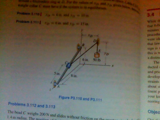 Solved The collar at C slides on a frictionless bar AB which | Chegg.com