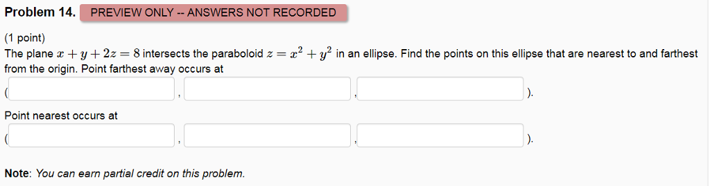 Solved Problem 14. PREVIEW ONLY -- ANSWERS NOT RECORDED (1 | Chegg.com