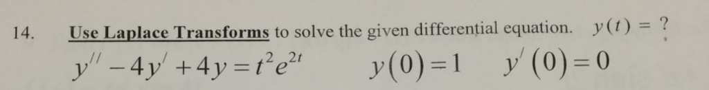 Solved Use Laplace Transforms to solve the given | Chegg.com