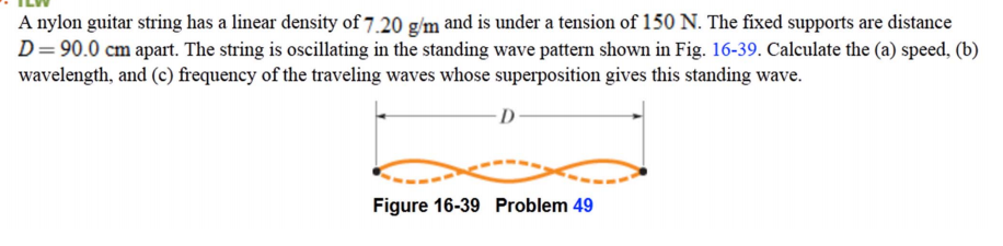 Solved A nylon guitar string has a linear density of 7 20 | Chegg.com