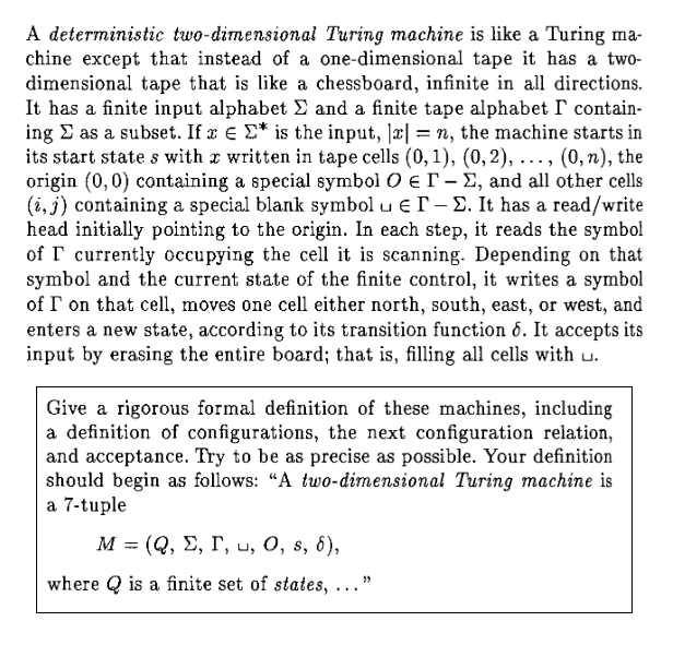A deterministic two-dimensional Turing machine is | Chegg.com