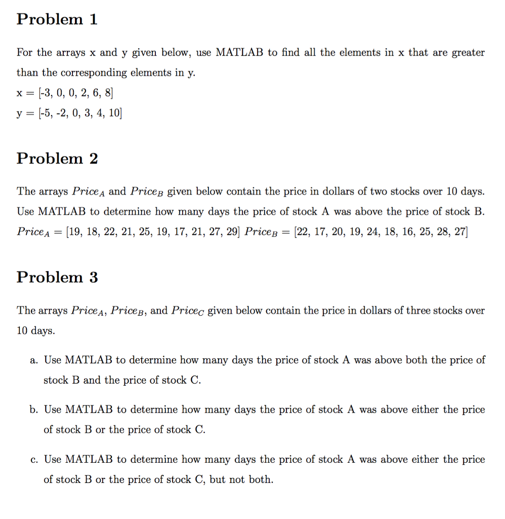Solved Problem 1 For The Arrays X And Y Given Below Use 8110