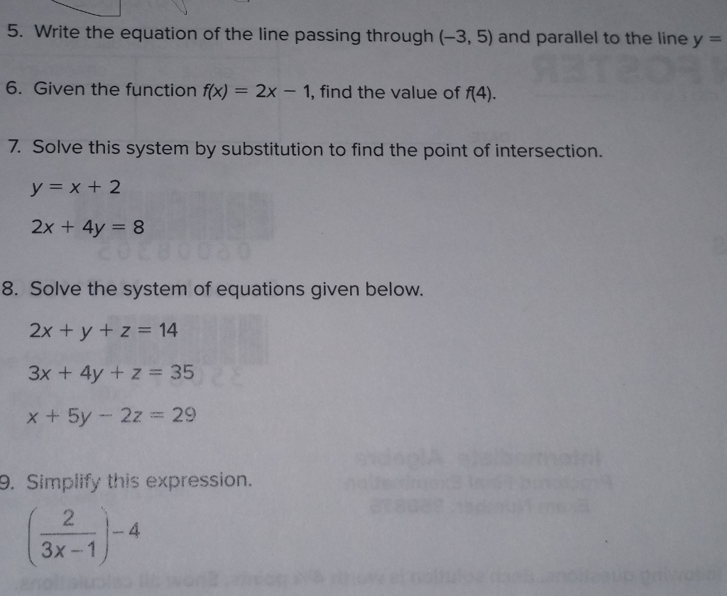 Solved 5 Write The Equation Of The Line Passing Through