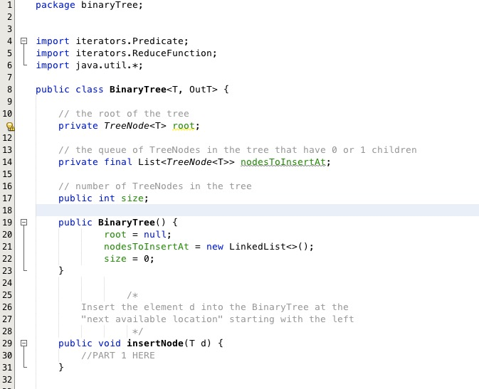 Solved Part 1 We provided a file BinaryTree.java that | Chegg.com