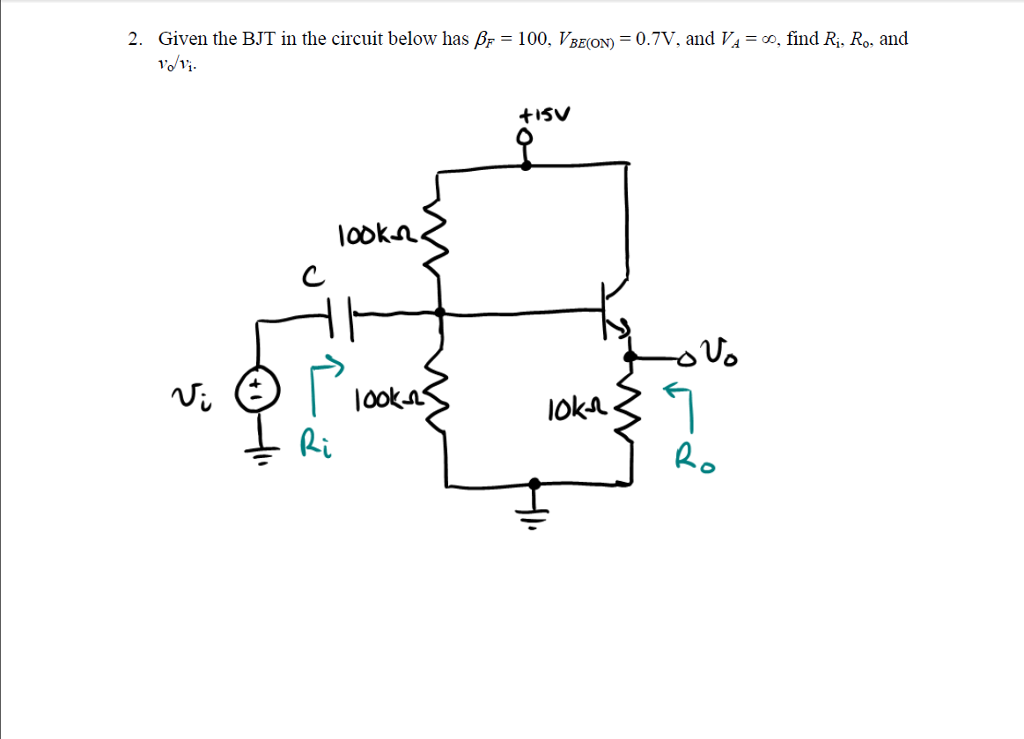 Solved Given the BJT in the circuit below has beta _F = 100, | Chegg.com
