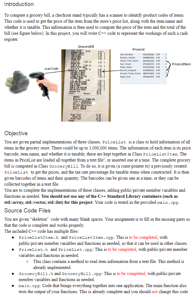 Solved Introduction To compute a grocery bill, a checkout | Chegg.com