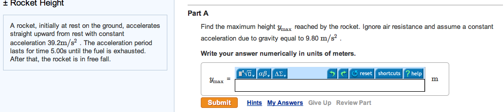 Solved A rocket, initially at rest on the ground, | Chegg.com