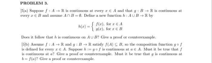 Solved Suppose f: A right arrow RR is continuous at every x | Chegg.com