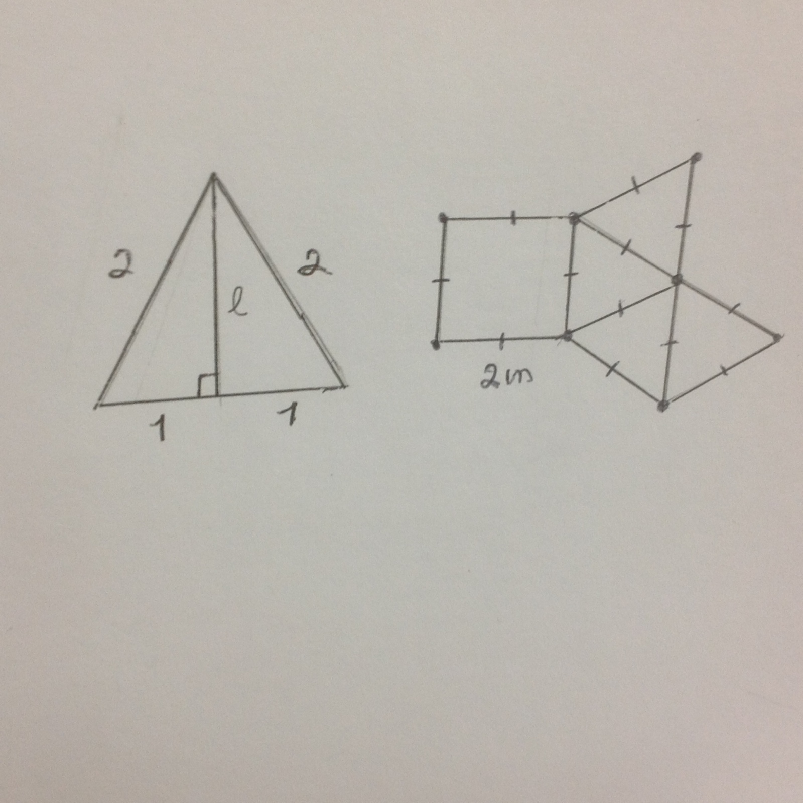 Solved The shown net forms a regular square pyramid with all | Chegg.com