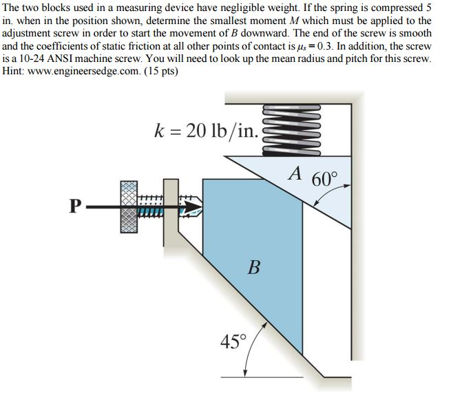 Solved The two blocks used in a measuring device have | Chegg.com