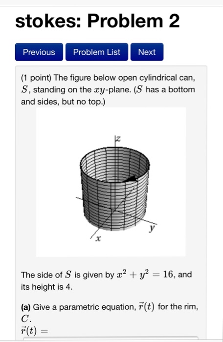 Solved stokes: Problem 2 Previous Problem List Next (1 | Chegg.com