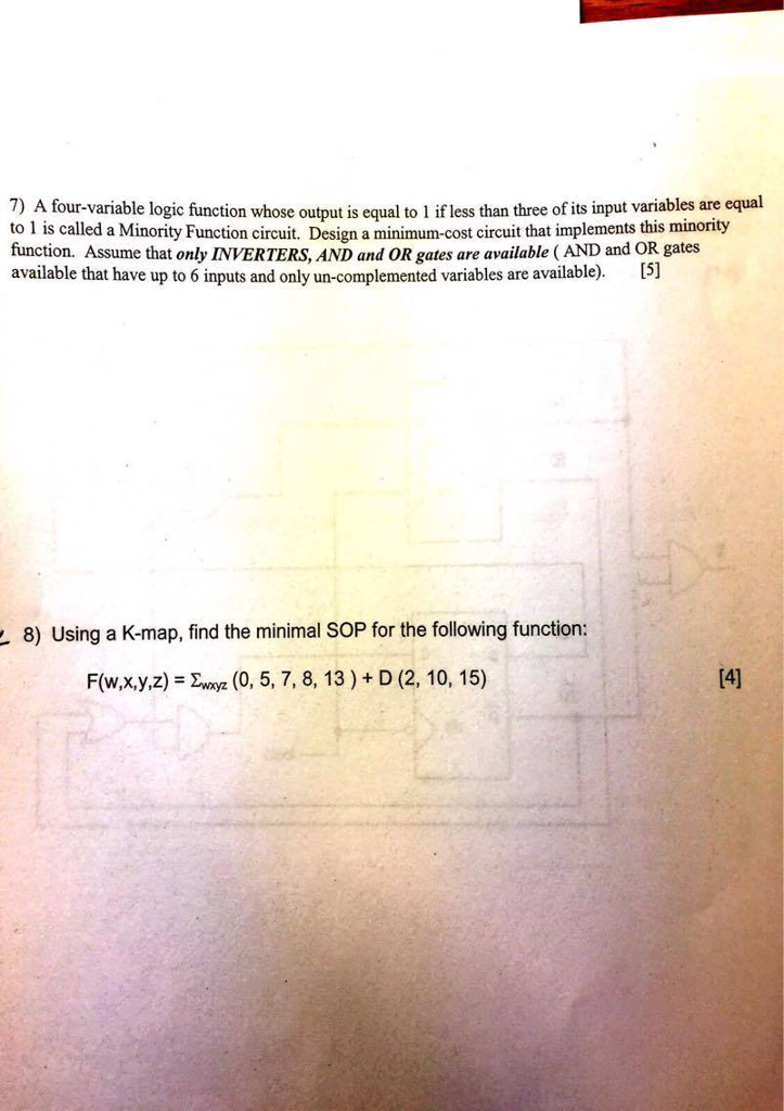 Solved A Four Variable Logic Function Whose Output Is Equal
