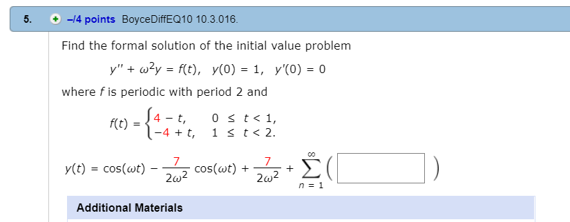 Solved 5. -4 points BoyceDiffEQ10 10.3.016 Find the formal | Chegg.com Solved 5. -4 points BoyceDiffEQ10 10.3.016 Find the formal | Chegg.com